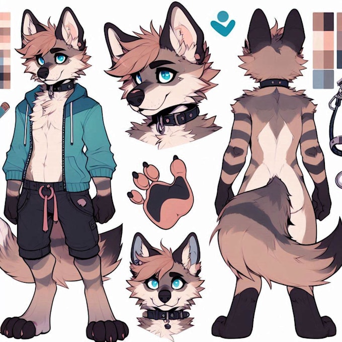 Draw furry ref sheet fursona character vtuber illustration anthro feral ...