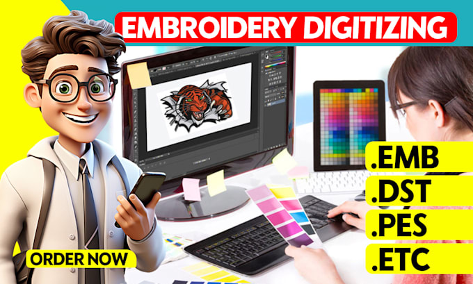 Do embroidery file design into dst or pes file in 1 hour by Anas ...