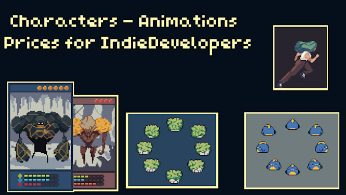 Pixel art characters, creatures animations by Miagameart | Fiverr