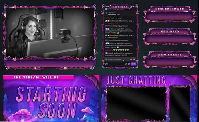 Mascot logo kick stream package overlay animated twitch kick panel ...