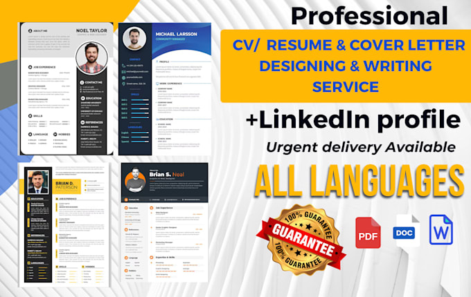 Do professional cv, resume,cover letter linkedin profile by Sadiangel_786 | Fiverr