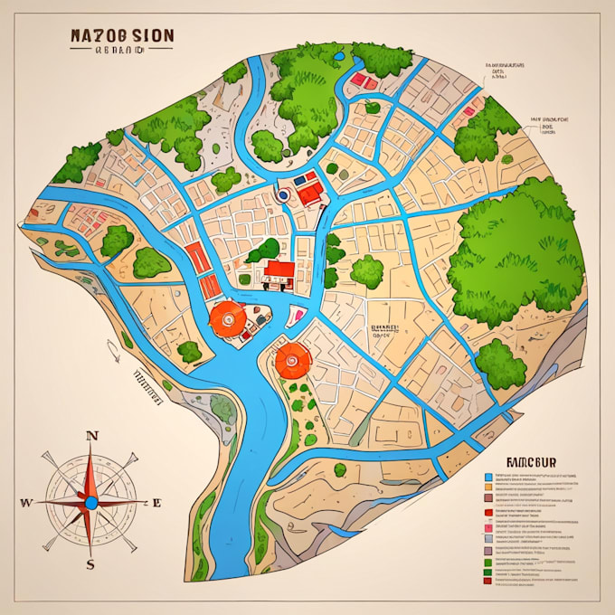 Create map illustration vector complete with detail by Marionethm | Fiverr