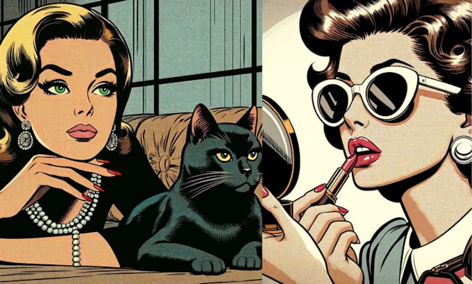 Draw retro comic page, portrait, vintage, pop art, 90s and vintage ...