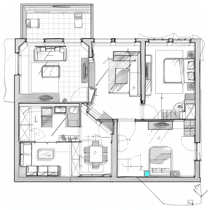 Do 2d floor plan in autocad architectural floor plan by Dauxctan | Fiverr