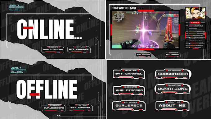 Design twitch logo, twitch overlay, kick, animated stream overlay ...