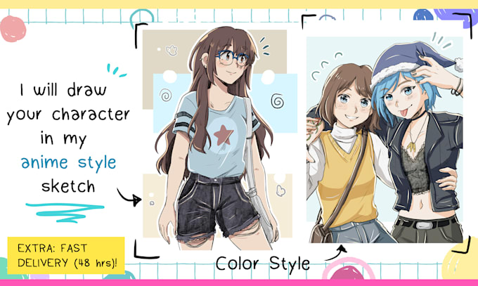 Draw your character in my anime sketch style by Team_richmei | Fiverr