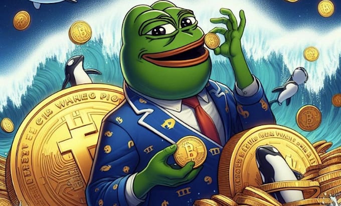 Meme coin art, crypto meme art, meme token, solana meme coin, pepe the ...