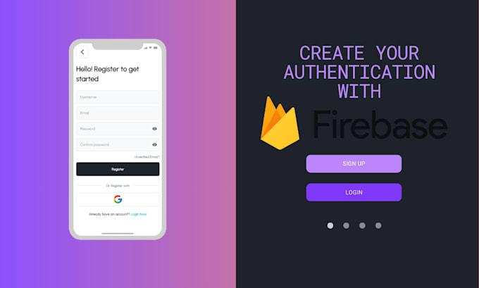 Create firebase authentication with login and registration pages in flutter by Marcolouss | Fiverr