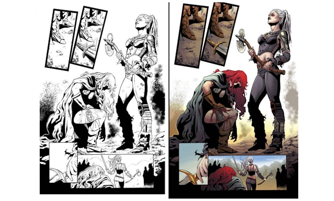 Do comic book page, storyboard illustration, superhero comic character ...