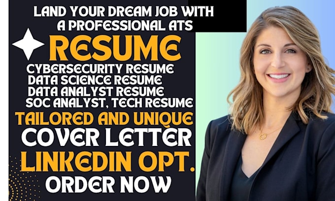 Write cybersecurity resume, data science, data analyst, soc analyst, tech resume by Jmksuccess ...