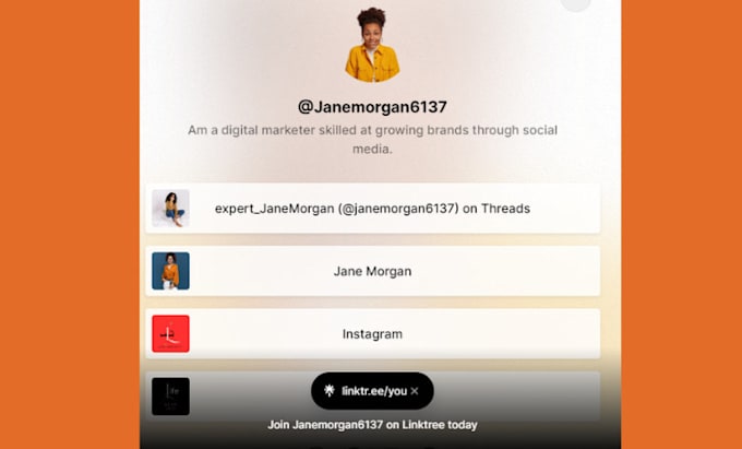 Set up linktree bio link and landing page for social media