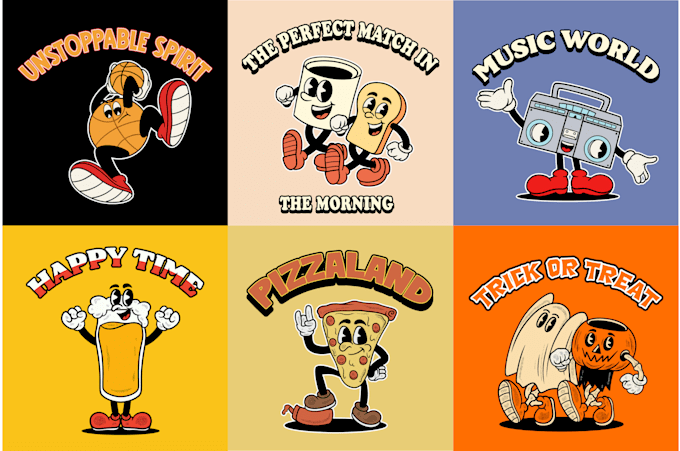 Draw retro 1930 cartoon mascot in vintage rubber hose style design for ...