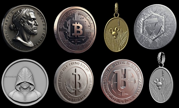 Sculpt printable 3d coin bas relief 3d jewelry crypto token logo cnc ...