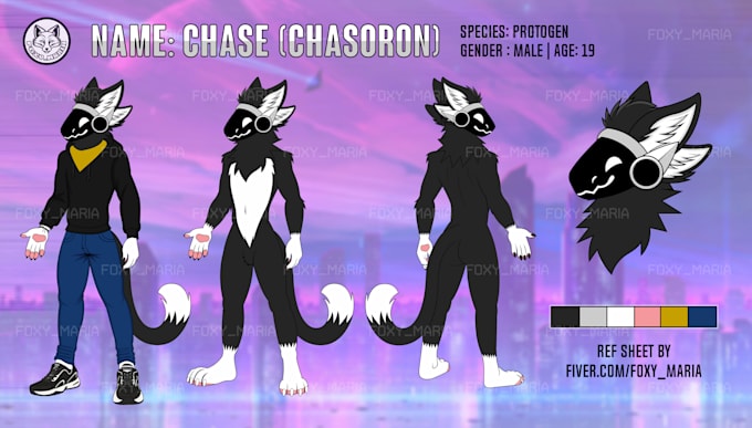 Draw custom protogen fursona ref sheet by Foxy_maria | Fiverr