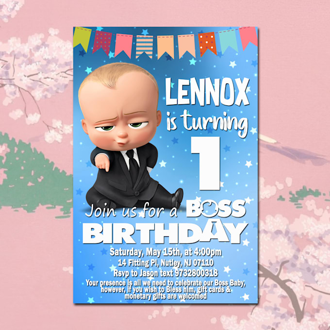 Design baby boss birthday invitation by Julius_alexio | Fiverr