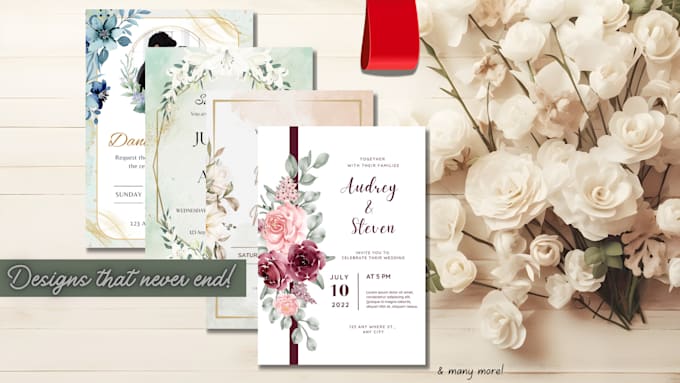 Create personalized wedding invitations cards with customizable designs ...
