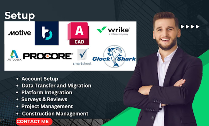 Setup smartsheet autocad procore wrike autodesk clockshark motive ...