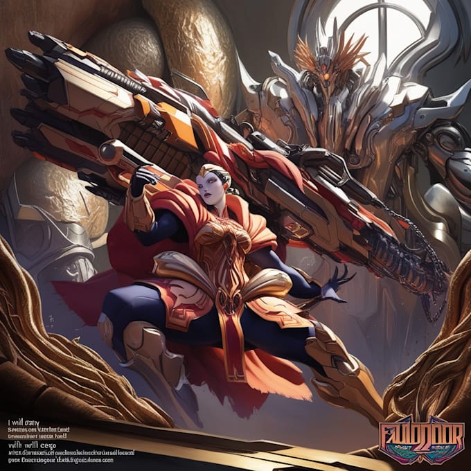 Draw dnd character design fantasy fanart map tcg illustration mecha ...