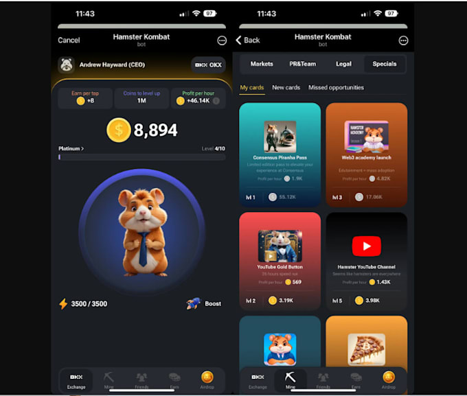 Clone hamster kombat tapswap gamefi memefi blum telegram mini app tap bot on ton by Klassmhidey ...