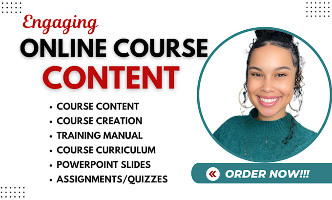 Online course content, course creation, curriculum, training manual ...