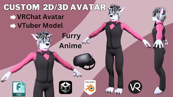 Create 3d vrchat avatar vtuber model, vrc furry avatar 3d anime avi ...