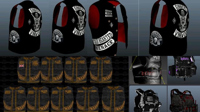 Make custom fivem clothings, mc kuttes both patch,fivem eup biker vests ...