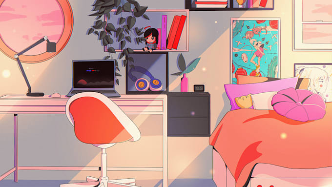 Lofi art, 2d animated gif, loop animaton, lofi gif, animated icon, 2d ...