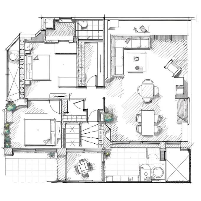 Draw professional autocad 2d floor plan design by Paulroioru | Fiverr