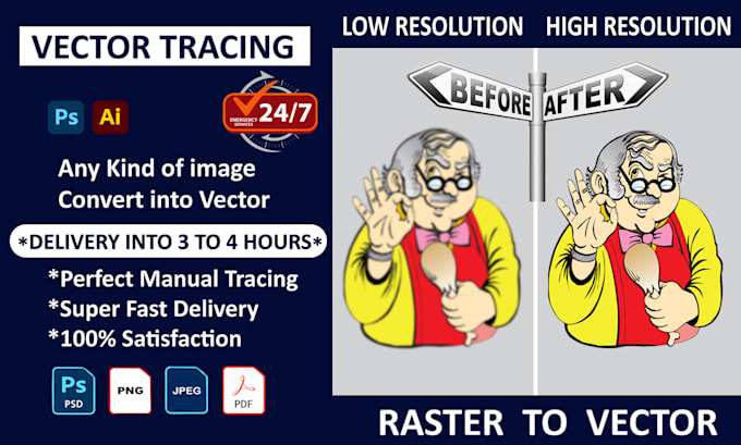 Recreate your cartoon logo or image in vector manual tracing by ...