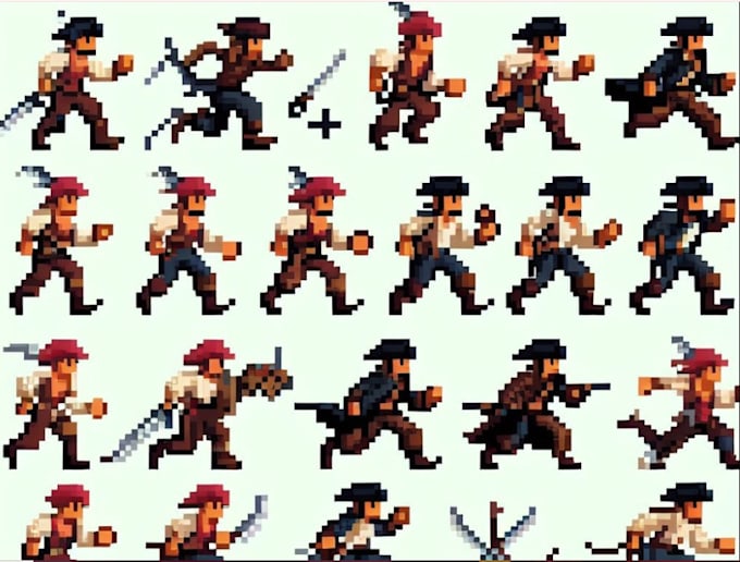 Custom pixel art, 2d sprite sheets, 2d game character animation, mugen ...