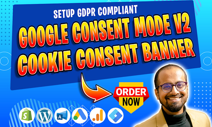 Google consent mode v2 gdpr ccpa cookie consent banner for ads, ga4 via gtm cmp by Nasirul_islam ...