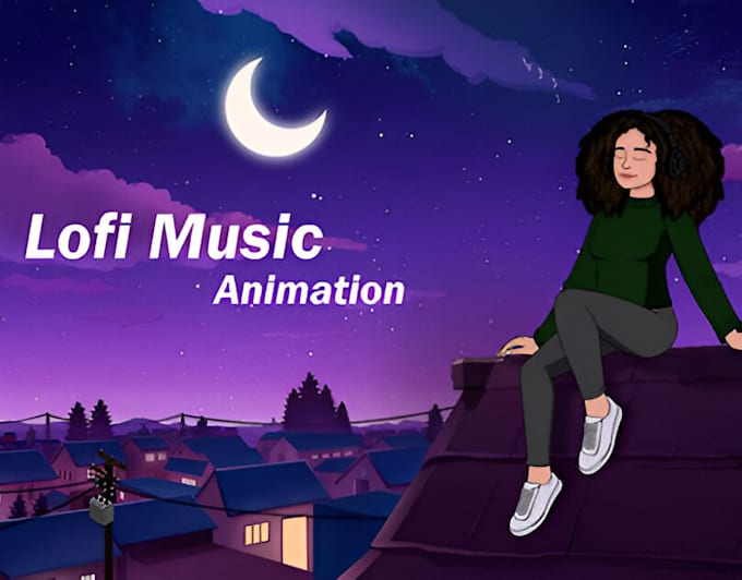 Create custom lofi loop animation illustration and animated gif, relax music by Dominicletty ...