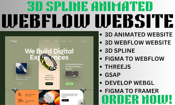 Create 3d spline animated webflow website threejs figma to webflow ...