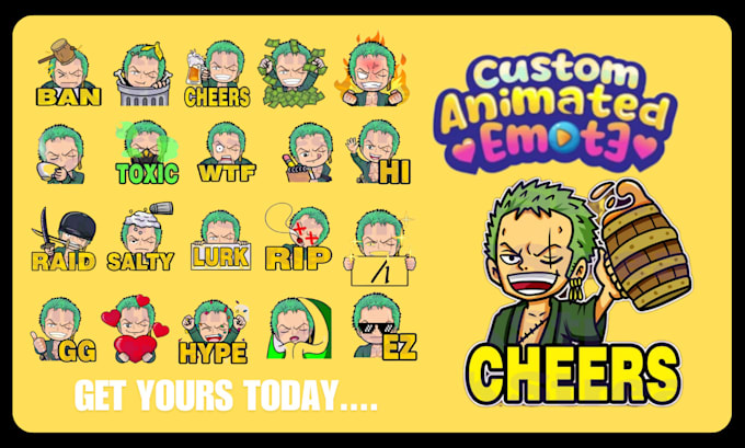 Animated emotes, gif animation, vtuber streamer chibi emotes anime ...