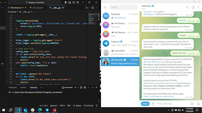 Create python telegram chatbot for you by Habib_nisar | Fiverr