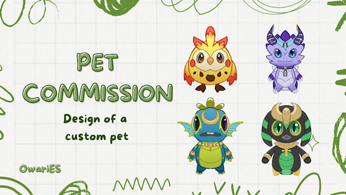 Draw and design a custom pet by Owari07 | Fiverr