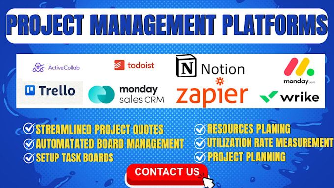 Setup monday trello todiost zapier clickup notion activecollab wrike jira by Karrensmithh | Fiverr