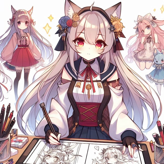 Draw anime art style character design vtuber illustration fanart oc ...