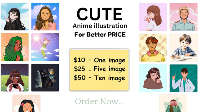 Create cute anime illustrations by Flexforge | Fiverr