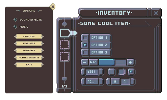 Pixel art ui, game art, game graphics, gui, pixel art game ui, hud