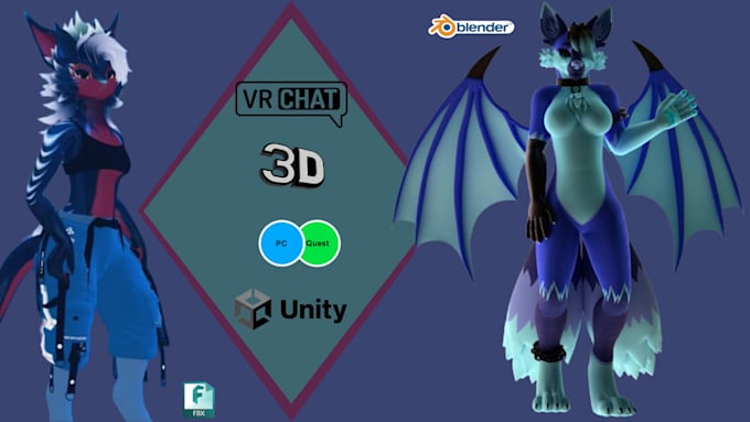 Create custom vrchat avatar, furry fursona, nsfw, 3d vtuber, vrc character model by ...