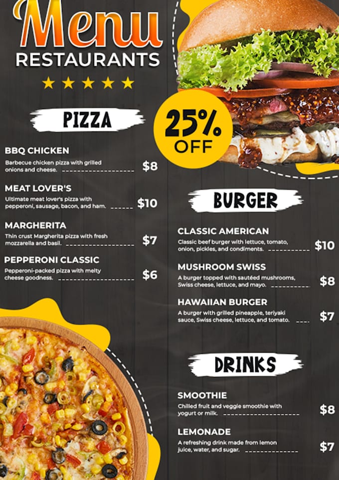 Design a unique and professional menu for your restaurent by Salhi1amin ...