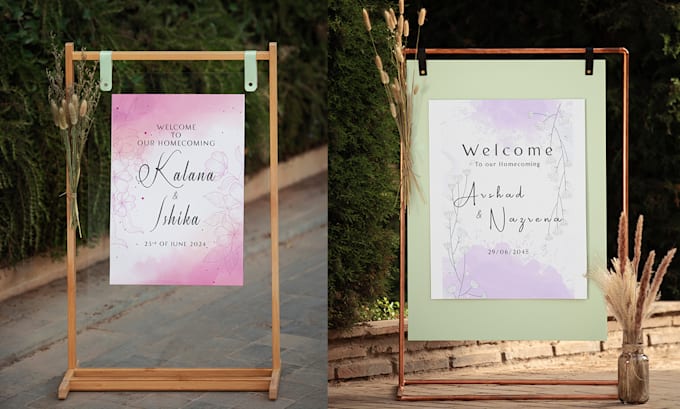Design a wedding welcome sign, sign board by Malee_s | Fiverr