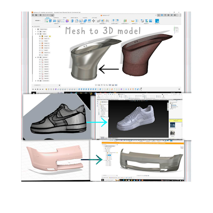 Convert 3d scanned mesh model into solid body reverse engineering by Engrmhamzakhan | Fiverr