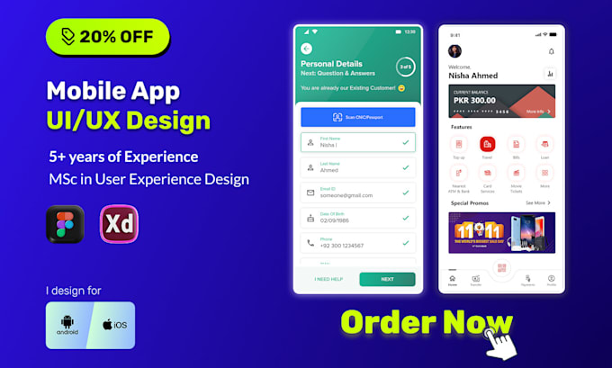 Create mobile app ui ux design and figma prototype by Nisha_ahmed | Fiverr