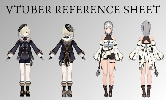 Draw stunning vtuber model anime style character reference sheet by ...