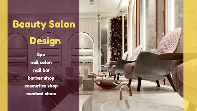 Create 3d interior design for beauty salon hair salon clinic commercial ...