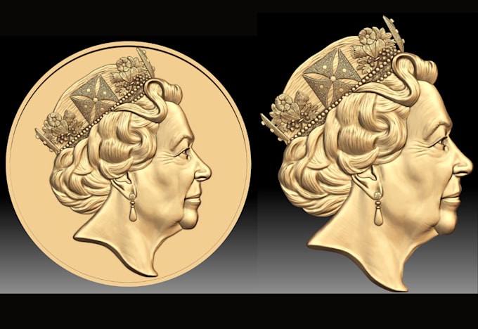 Sculpt 3d bas relief blender 3d coin model 3d printing cnc design coin ...