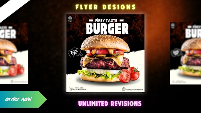 Create editable food flyers, food menu and instagram post design using ...