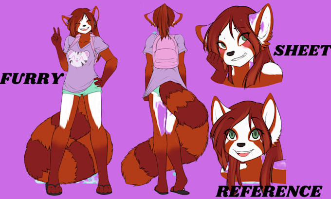 Draw furry reference sheet, furry art fursona, character design furry ref sheet by ...